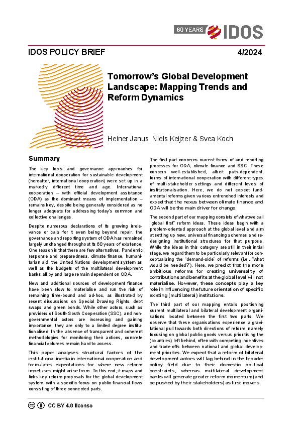 Tomorrow’s global development landscape: mapping trends and reform dynamics