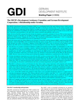 The OECD's development assistance committee and German development ...