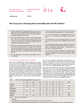 New proposals on attaining debt sustainability after the HIPC initiative