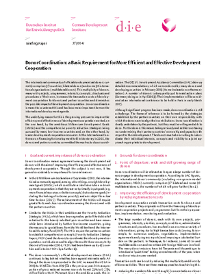 Donor coordination: a basic requirement for more efficient and ...