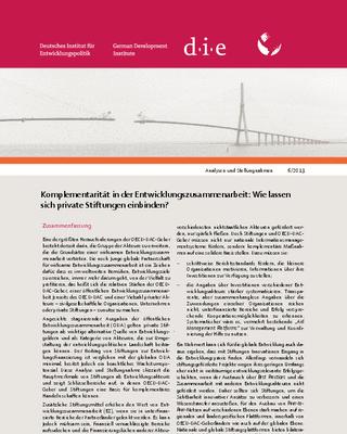 Komplementarität in der Entwicklungszusammenarbeit: wie lassen sich ...