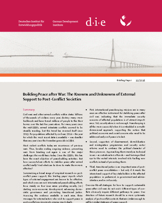 Building peace after war: the knowns and unknowns of external support ...