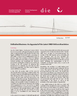 Unfinished business: an appraisal of the latest UNDS reform resolution