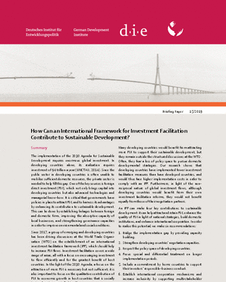 How can an international framework for investment facilitation contribute to sustainable ...