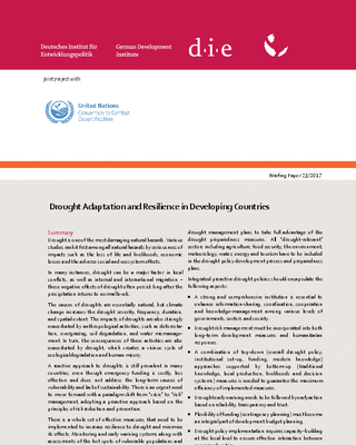 Drought adaptation and resilience in developing countries