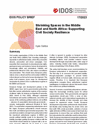 Shrinking spaces in the Middle East and North Africa: supporting ...